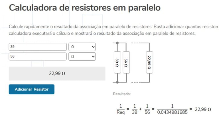 Como funciona a calculadora de resistor em paralelo